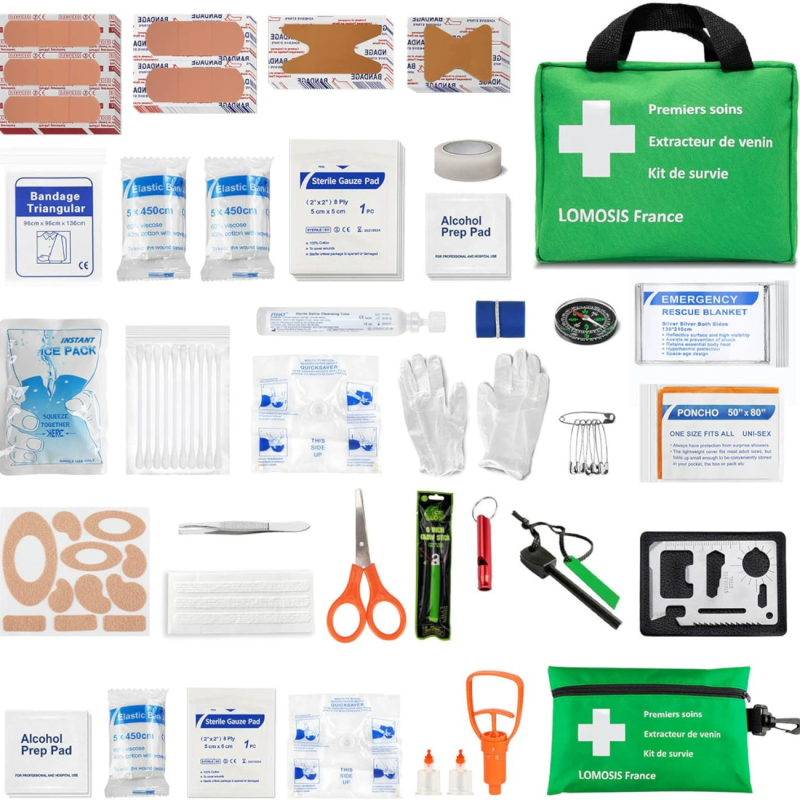 Trousse de secours 3 en 1 : Kit de premiers soins + Kit de survie